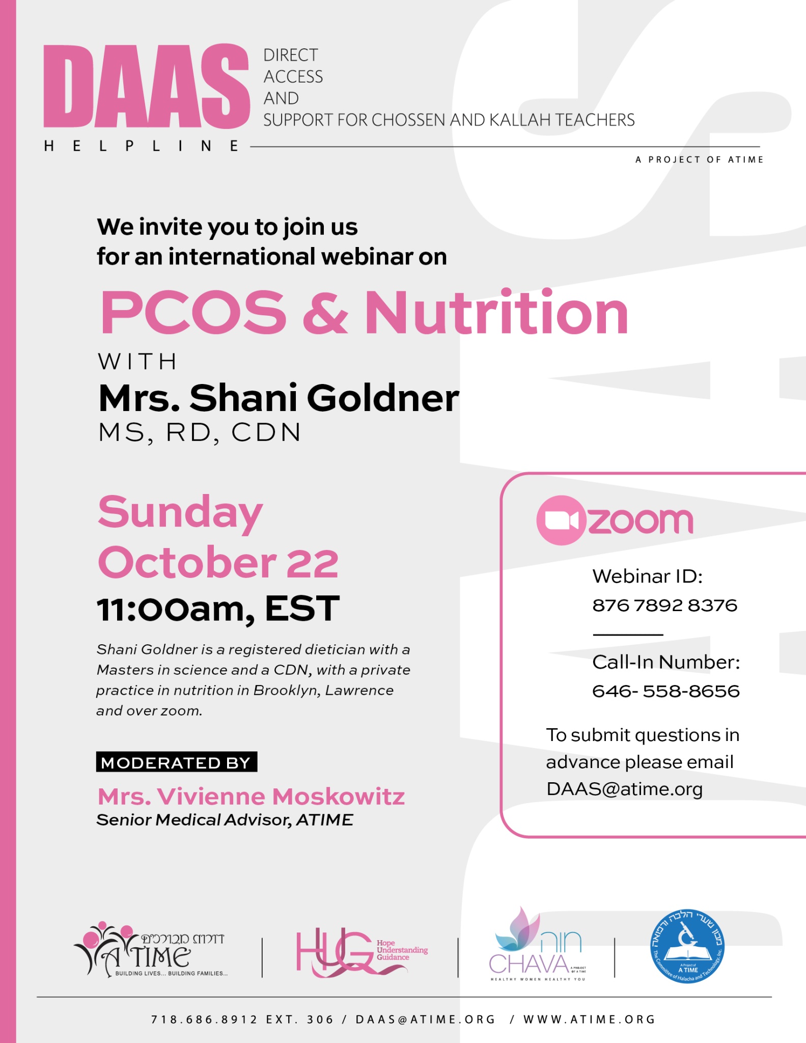 DAAS Kallah Teacher Webinar: PCOS & Nutrition – ATime