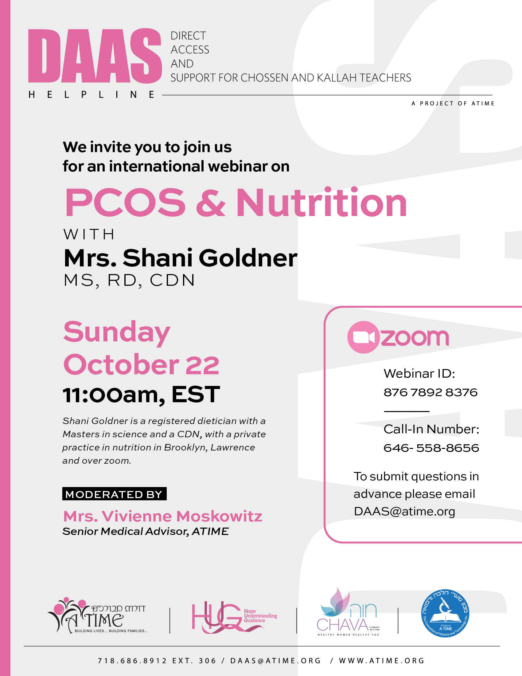 DAAS Kallah Teacher Webinar: PCOS & Nutrition – ATime